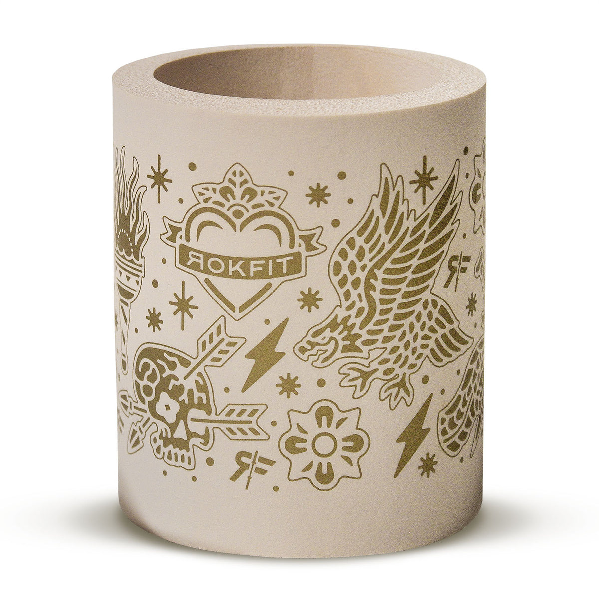 RokFit Bone Foam Koozie | Gold Flash Pattern Can Cooler